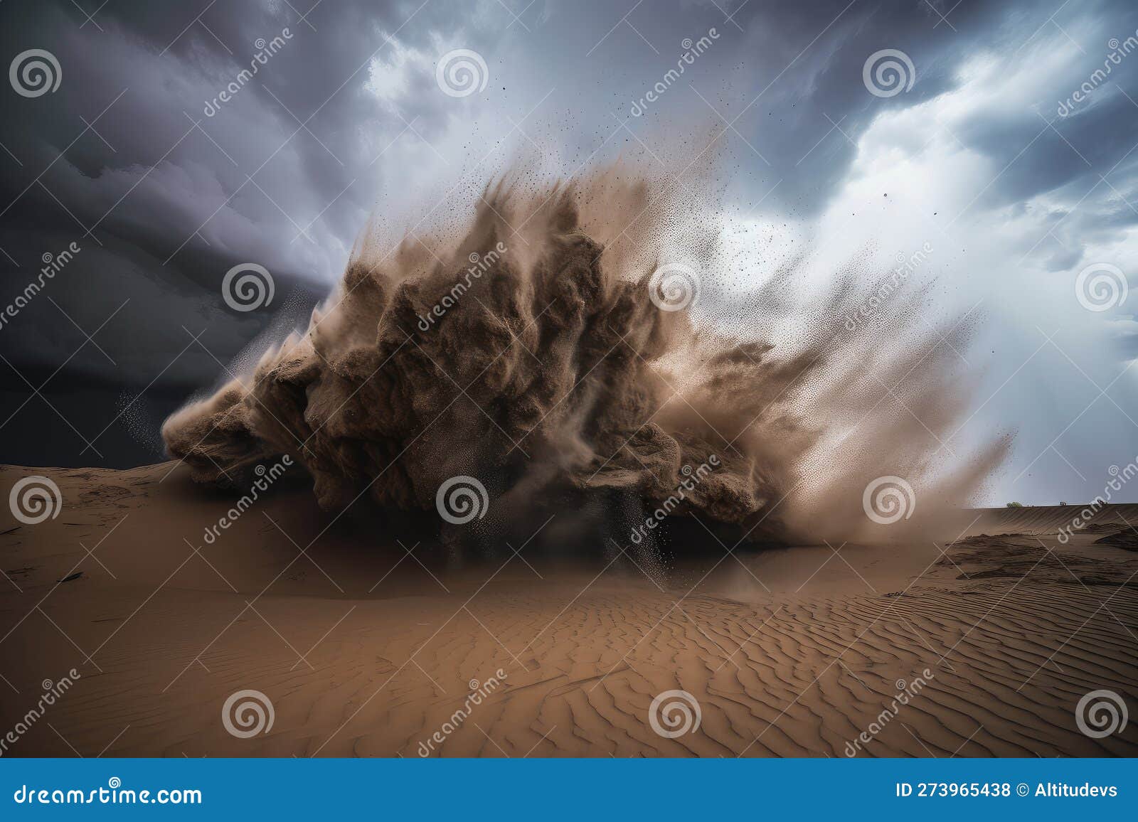 Sand Explosion in the Midst of a Raging Storm, with Lightning Crackling ...