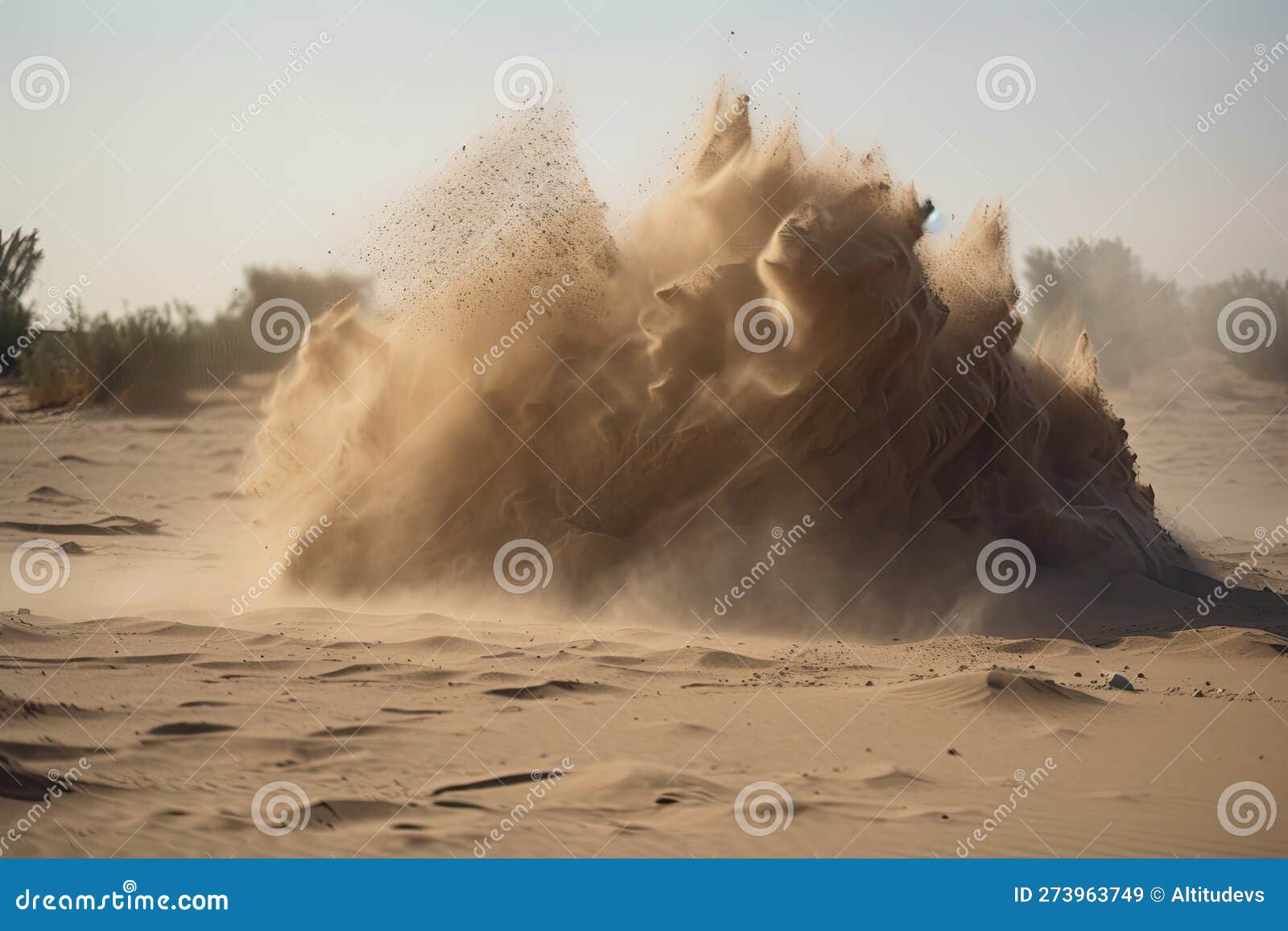 Sand Explosion in Slow Motion, Showing the Dramatic Rise of Dust and ...