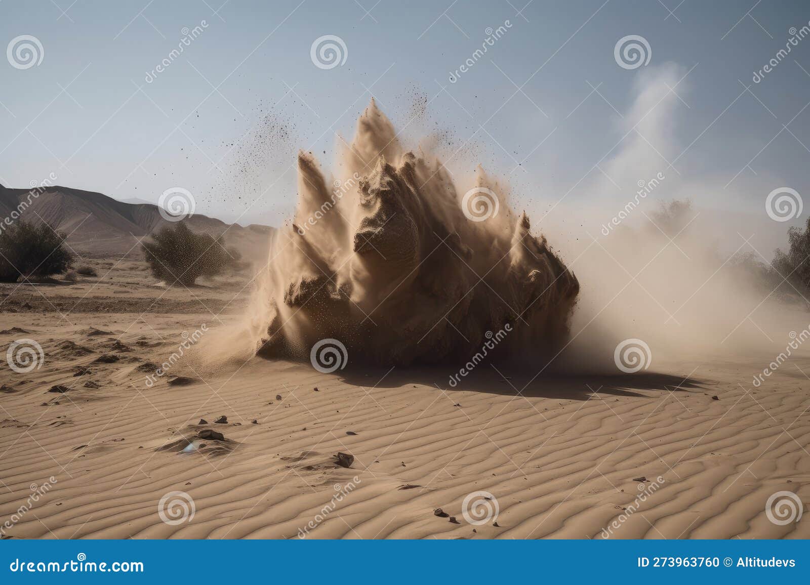 Sand Explosion in Slow Motion, Showing the Dramatic Rise of Dust and ...
