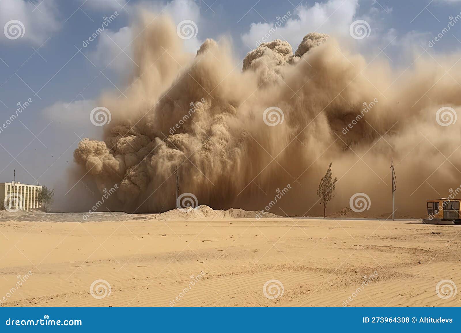 Sand Explosion, with Smoke and Fire Billowing from the Blast Site Stock ...