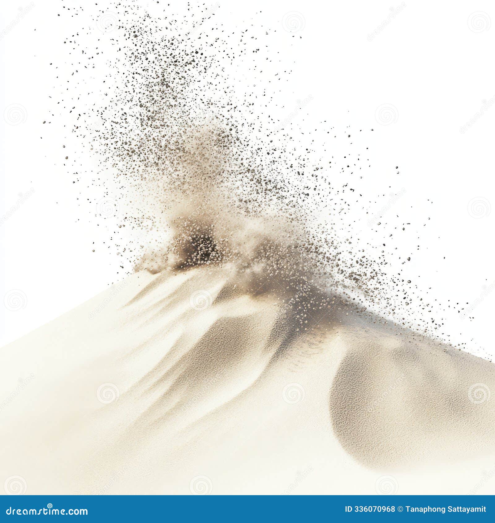 Sand Explosion on White Background Dramatic Desert Dust Cloud Stock ...