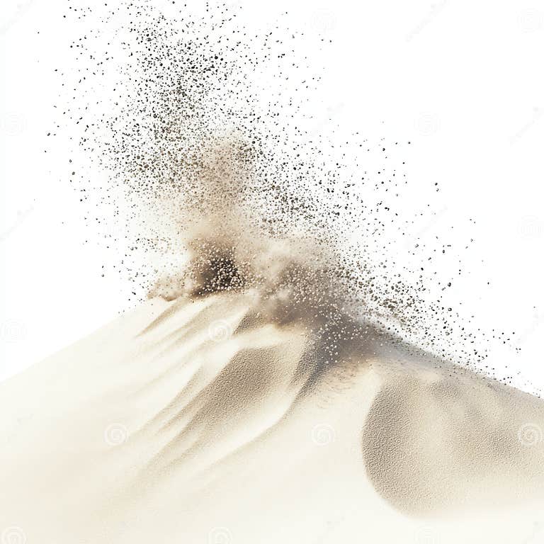 Sand Explosion on White Background Dramatic Desert Dust Cloud Stock Illustration - Illustration ...