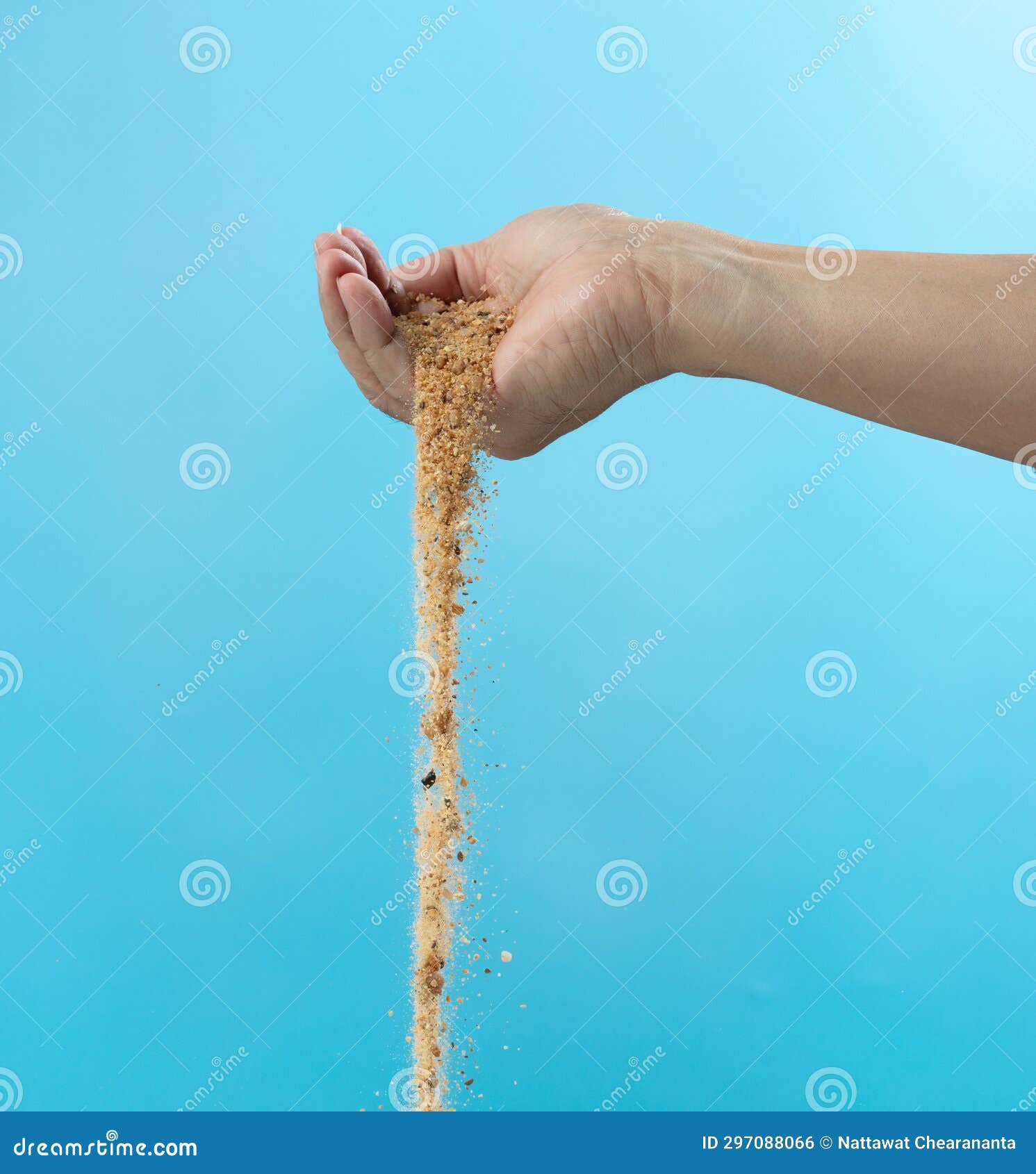 Sand Falling Scatter by Hand Fingers People, Golden Grain Wave Explode ...