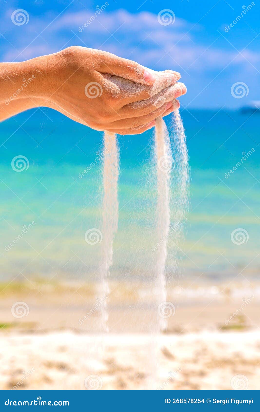 Sand Falling through Woman Hands Stock Photo - Image of beach, idea: 268578254