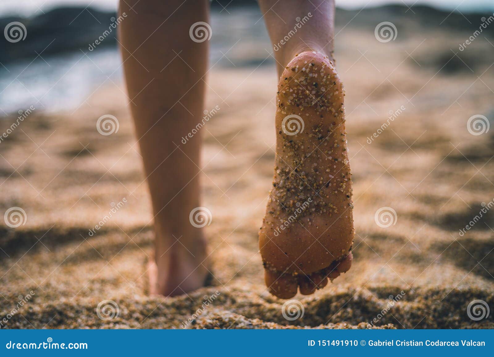 Sand on feet sole of woman stock photo. Image of female - 151491910