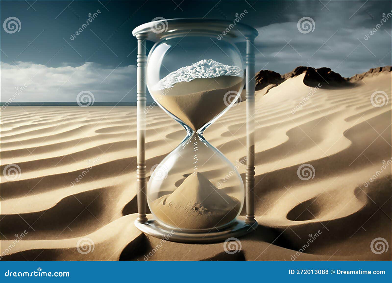 Sand Flowing As Time Running through Hourglass Clock, As a Countdown ...