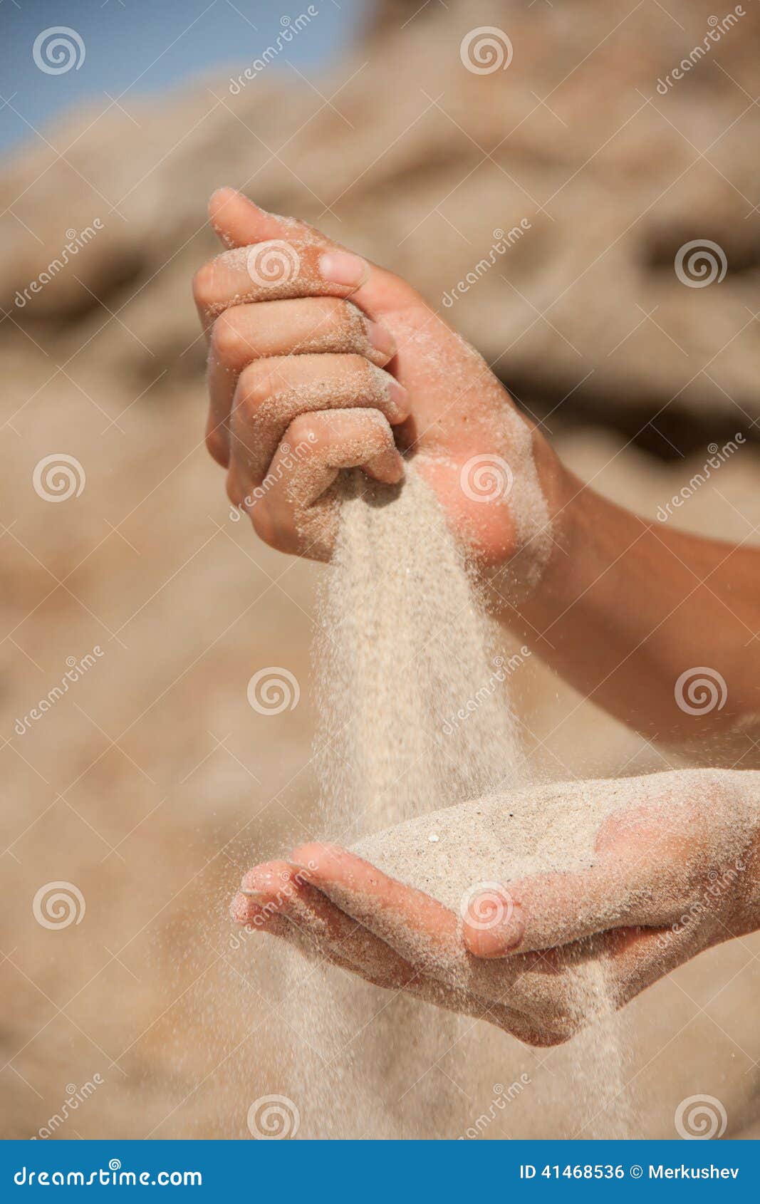 Sand Flows through the Female Hands Stock Photo - Image of pours, white ...