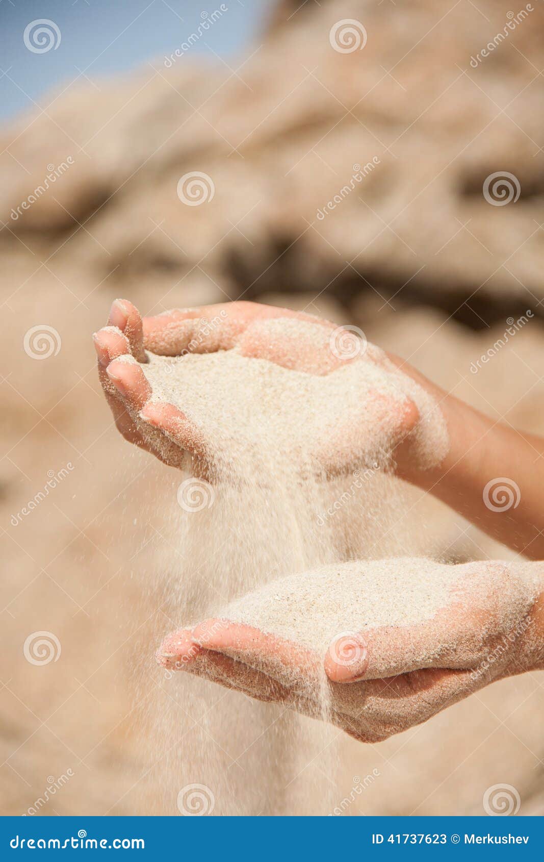 Sand Flows Through The Female Hands Royalty-Free Stock Photo ...