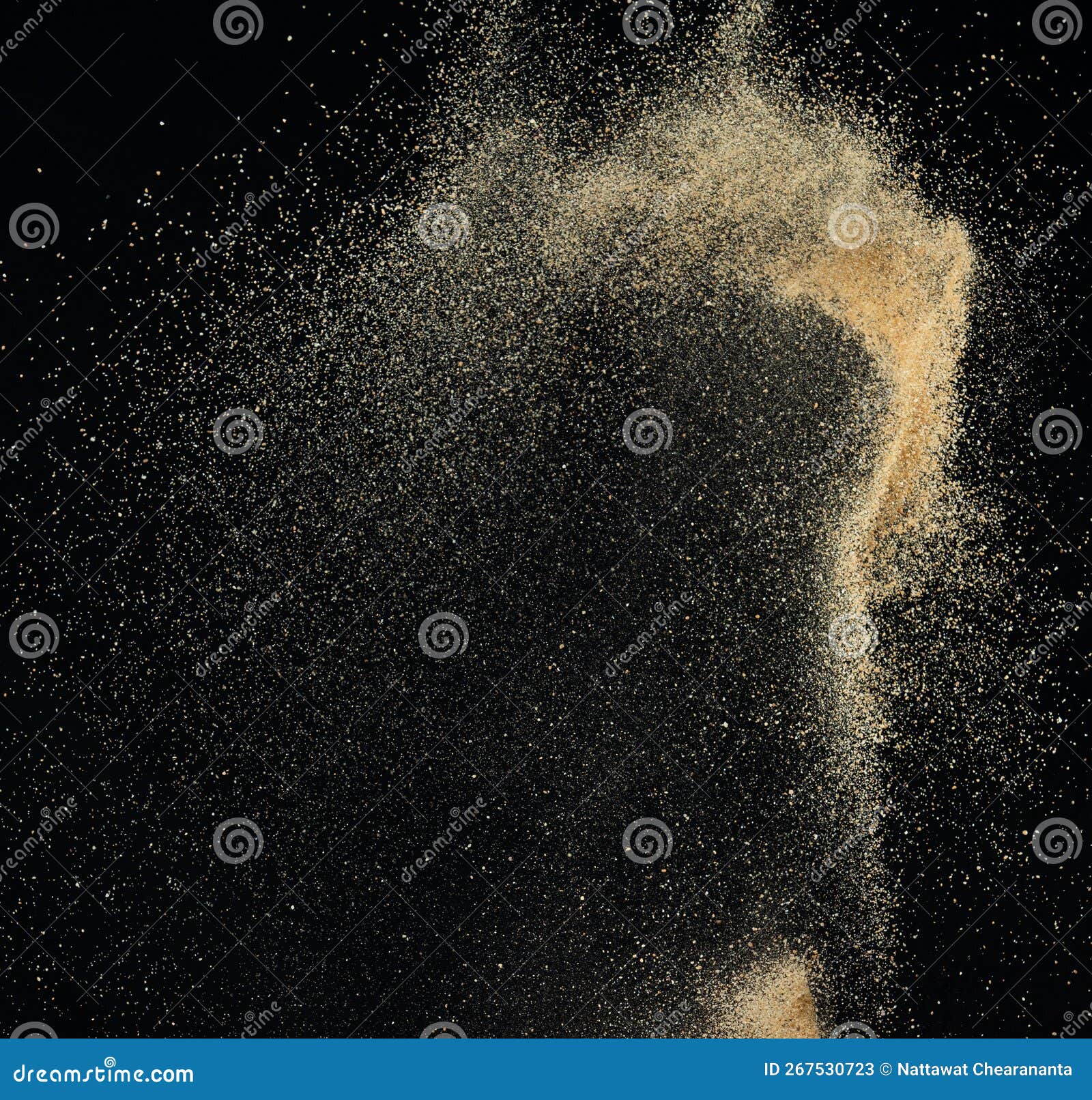 Sand Flying Explosion, Golden Sand Wave Explode. Abstract Sands Cloud ...