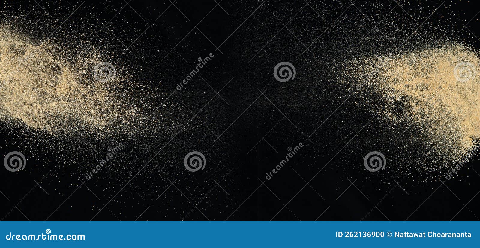 Sand Flying Explosion, Golden Sand Wave Explode. Abstract Sands Cloud ...