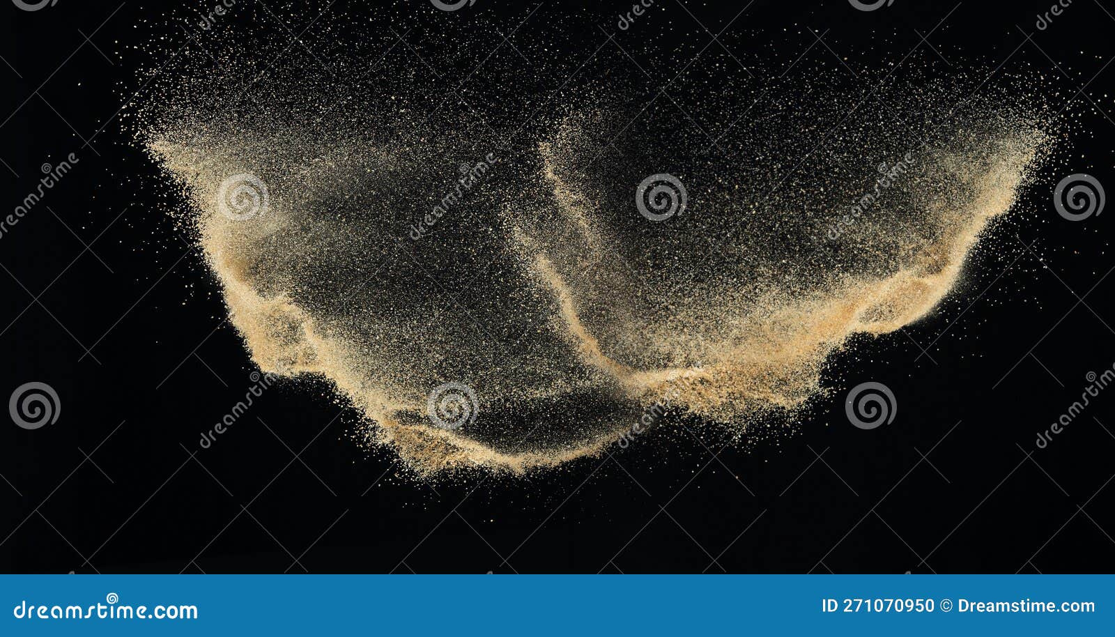 Sand Flying Explosion, Golden Sand Wave Explode. Abstract Sands Cloud ...