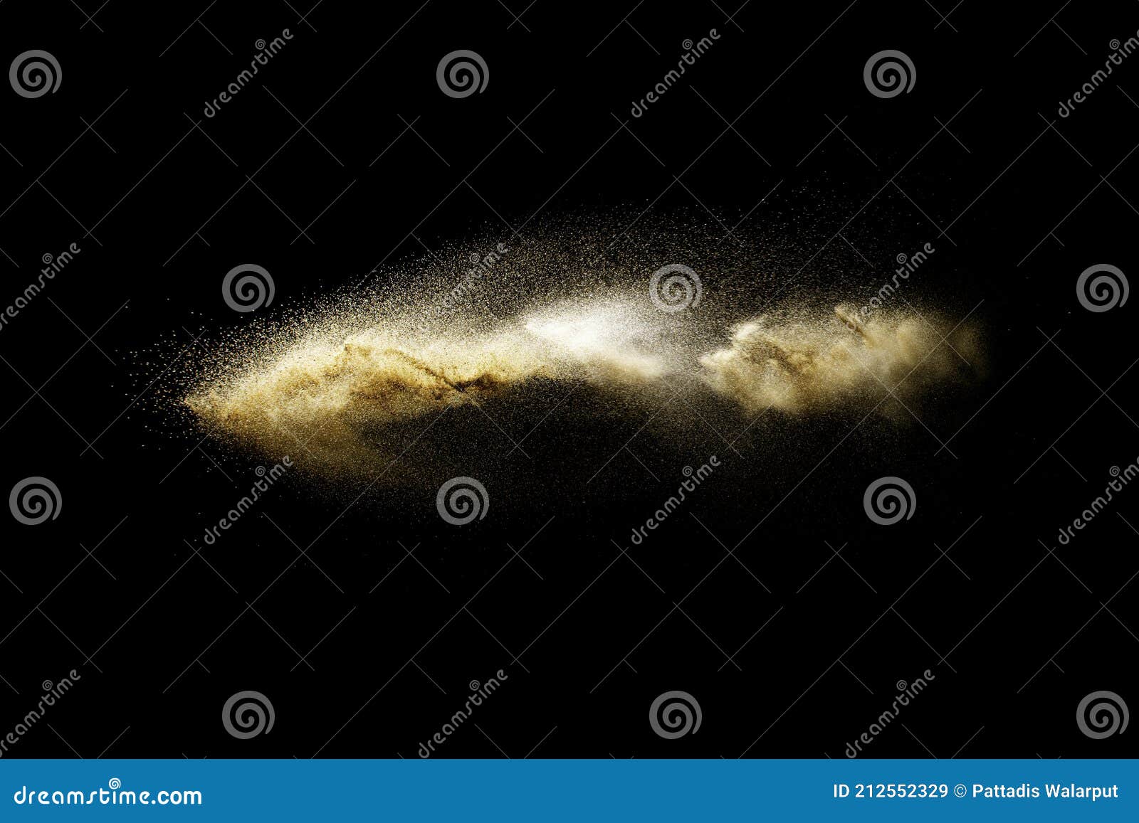 Sand Flying Explosion Isolated On Black Background. Freeze Motion Of ...