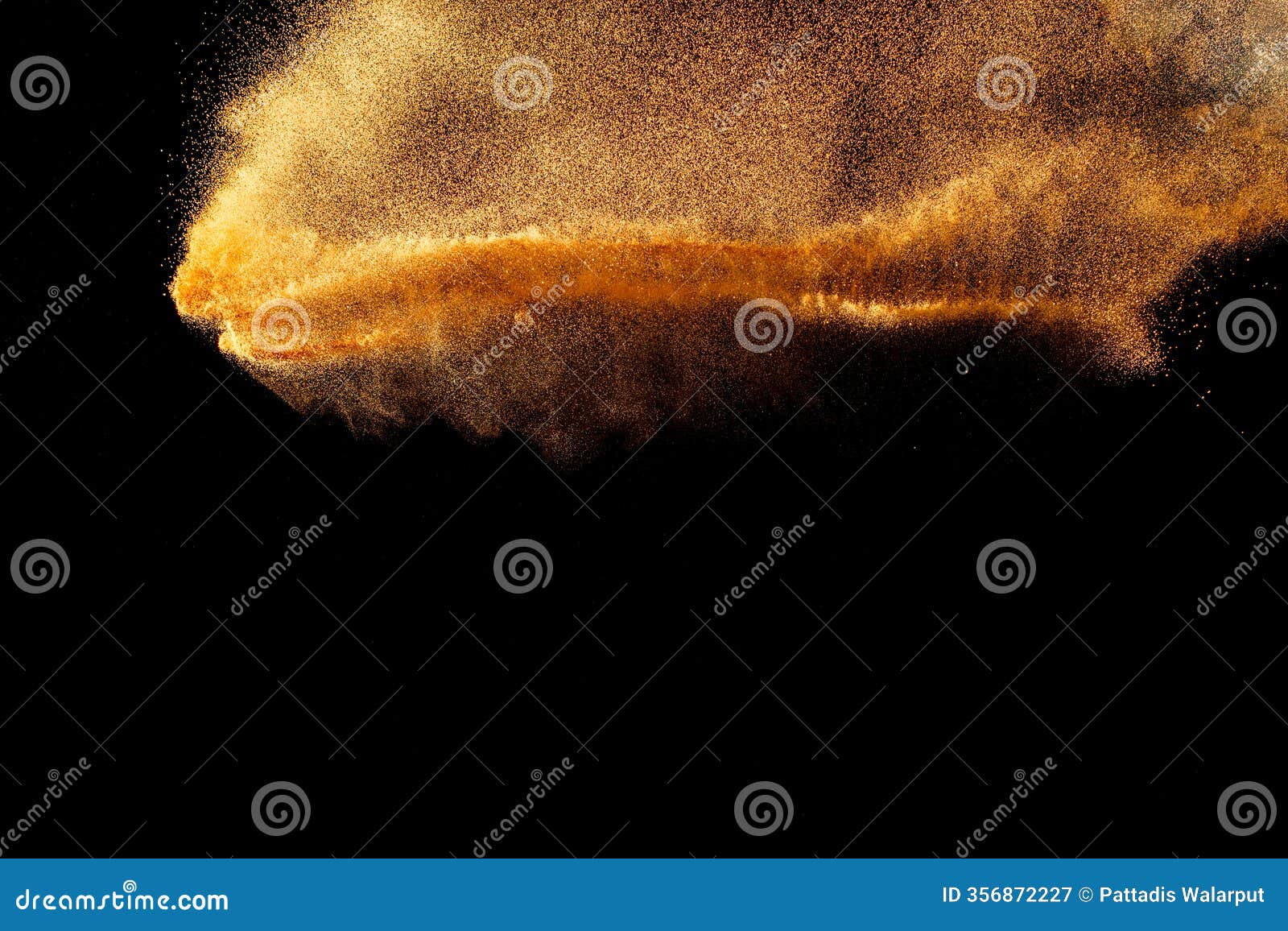 Sand Flying Explosion Isolated On Black Background. Freeze Motion Of ...