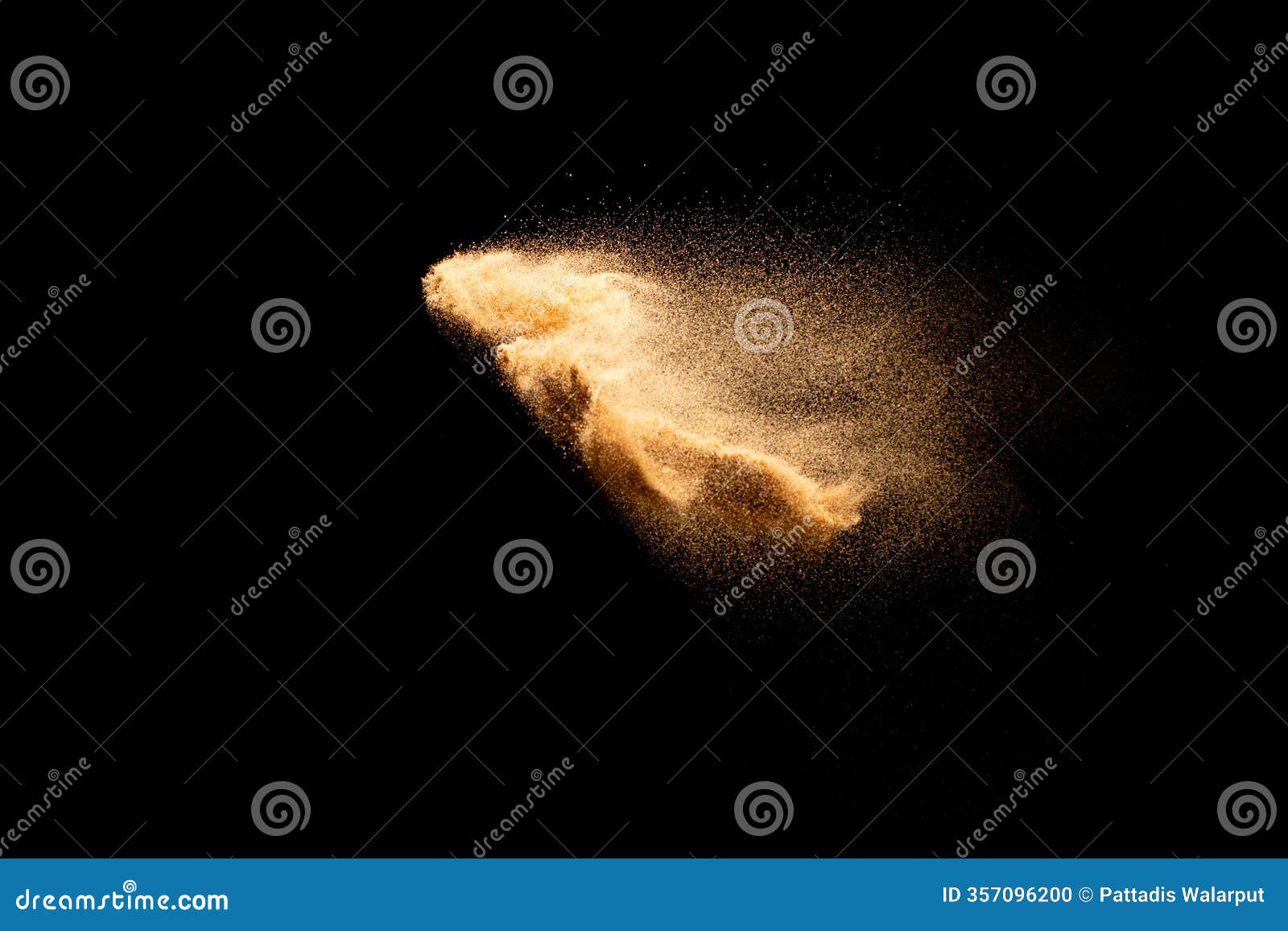 Sand Flying Explosion Isolated On Black Background. Freeze Motion Of ...