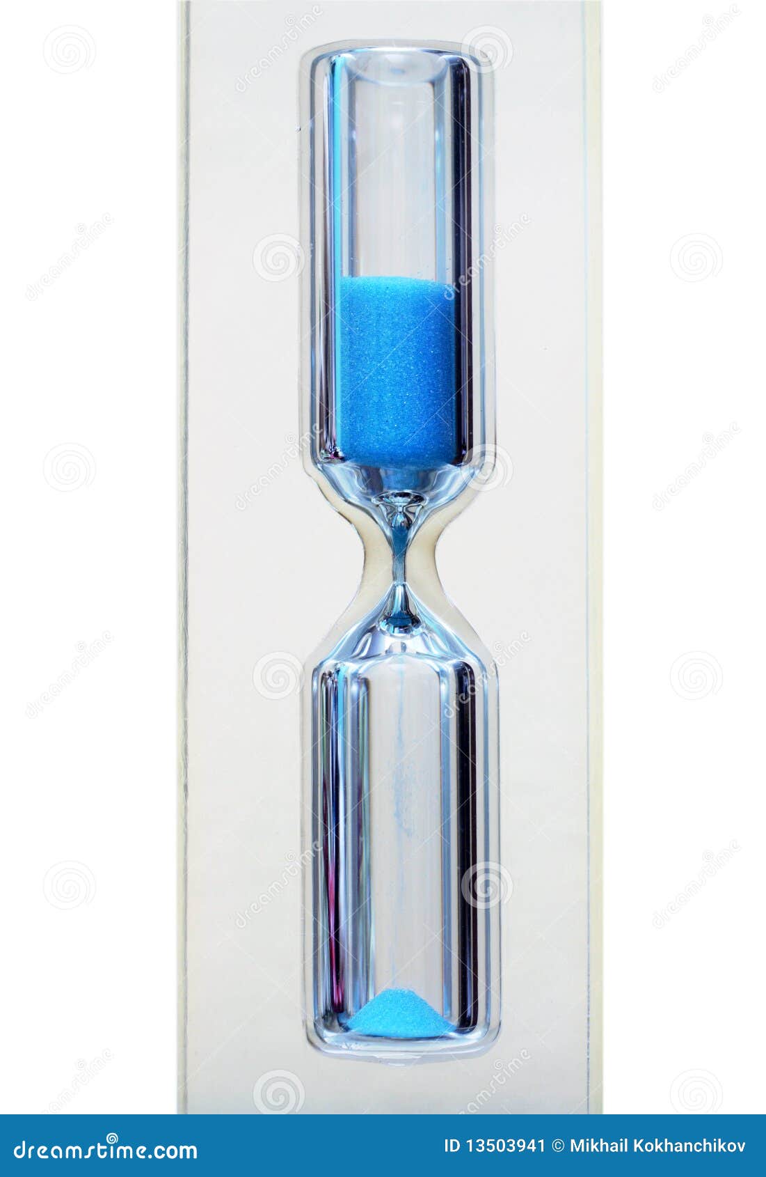 Sand-glass with blue sand stock image. Image of measurement - 13503941