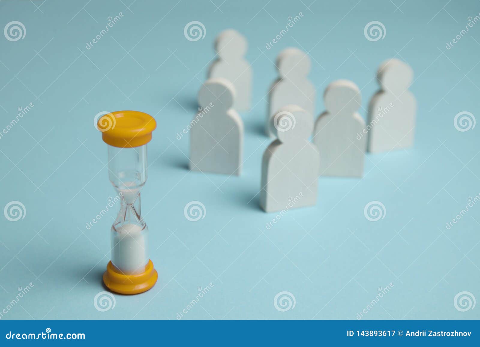 Sand Glass Clock and Figures of Employees. Business Time Stock Image ...