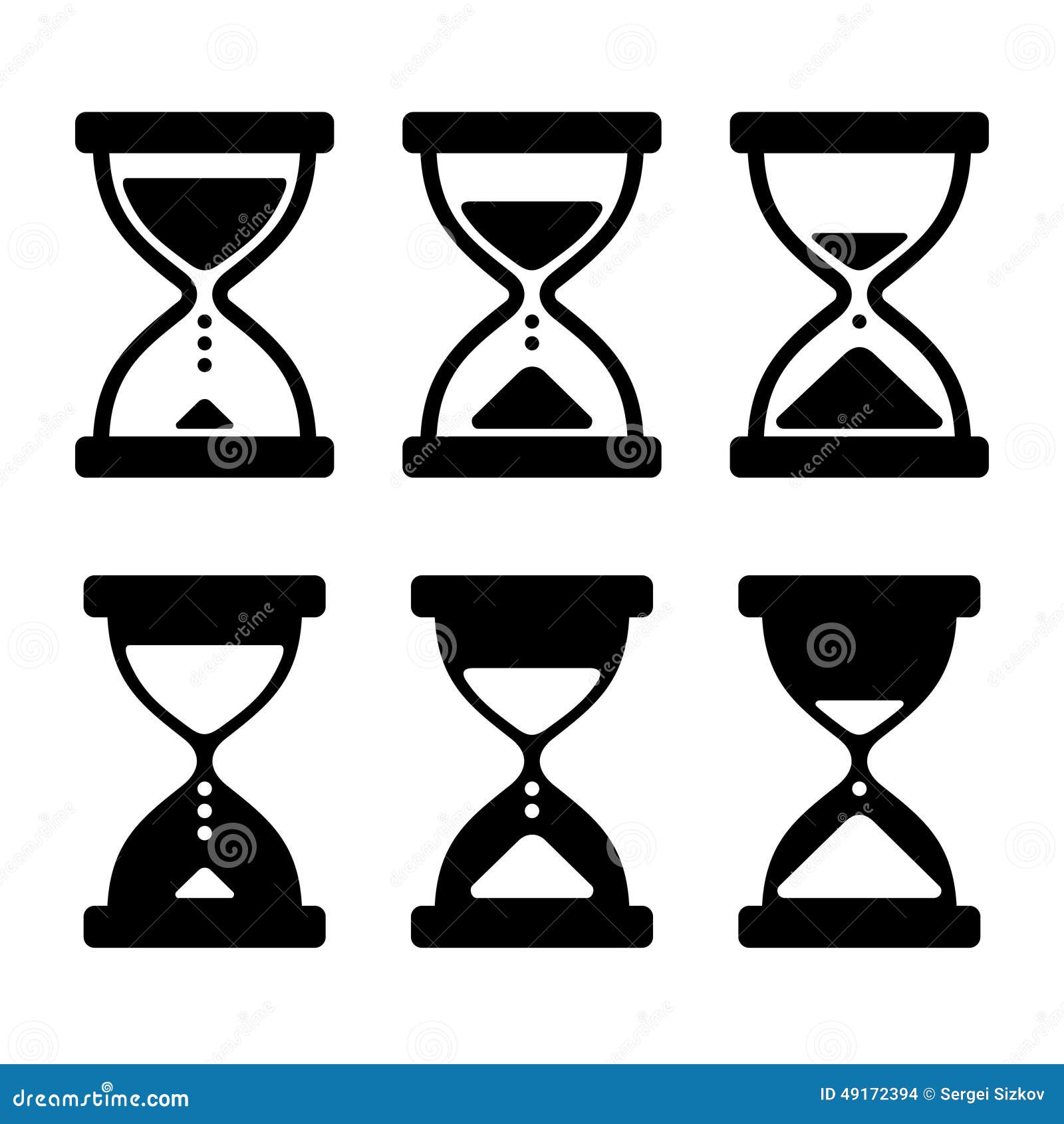 Sand Glass Clock Icons Set. Vector Stock Vector - Illustration of ...