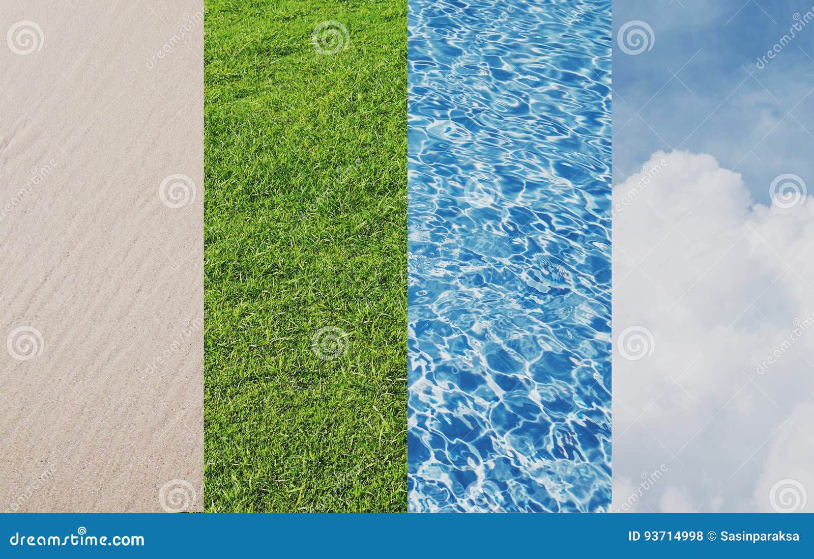Sand, Grass, Water, Clouds and Sky, Natural Texture Stock Photo - Image ...