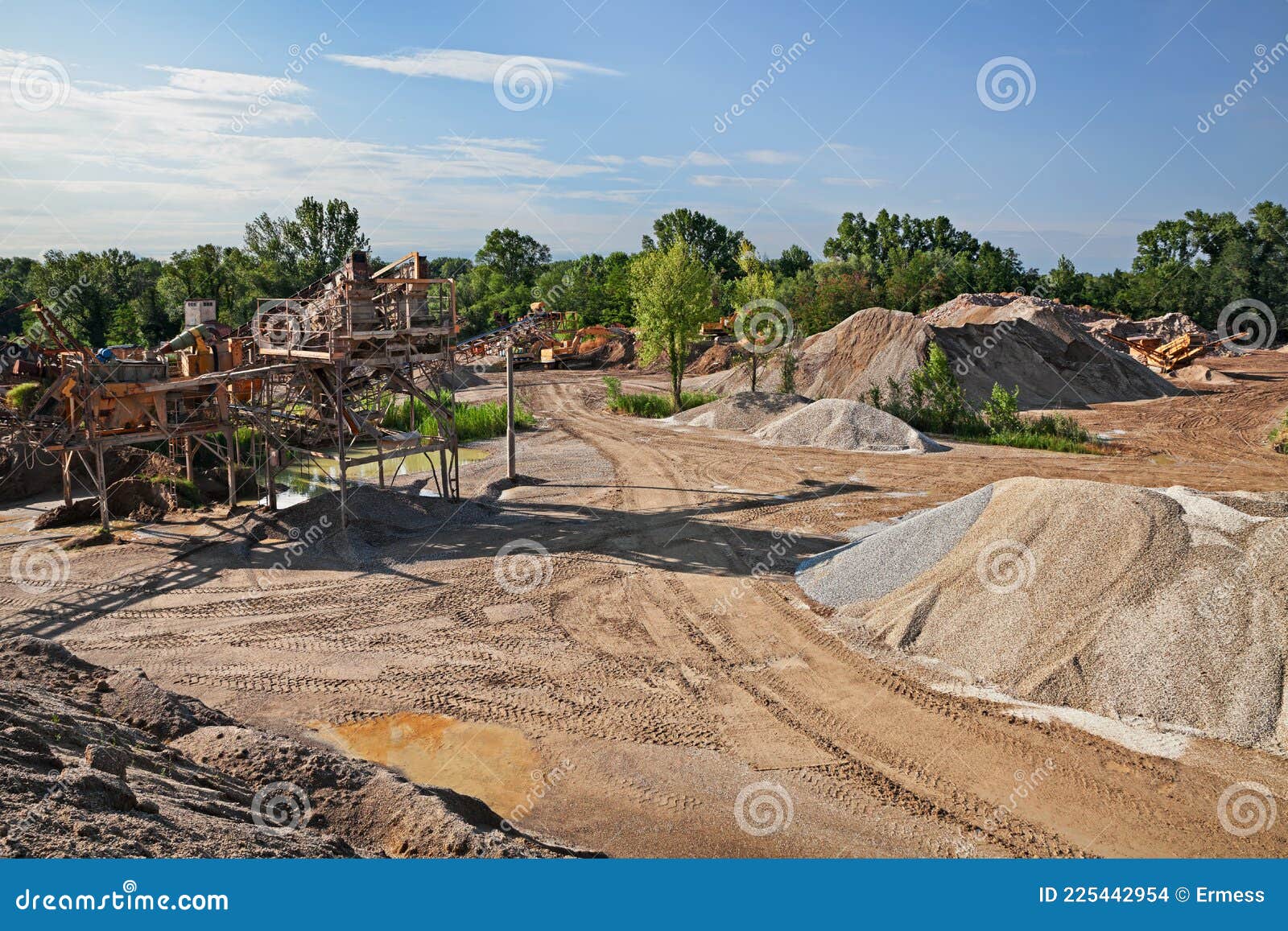Sand and Gravel Pit with Mounds of Extracted Material and Convoyer ...