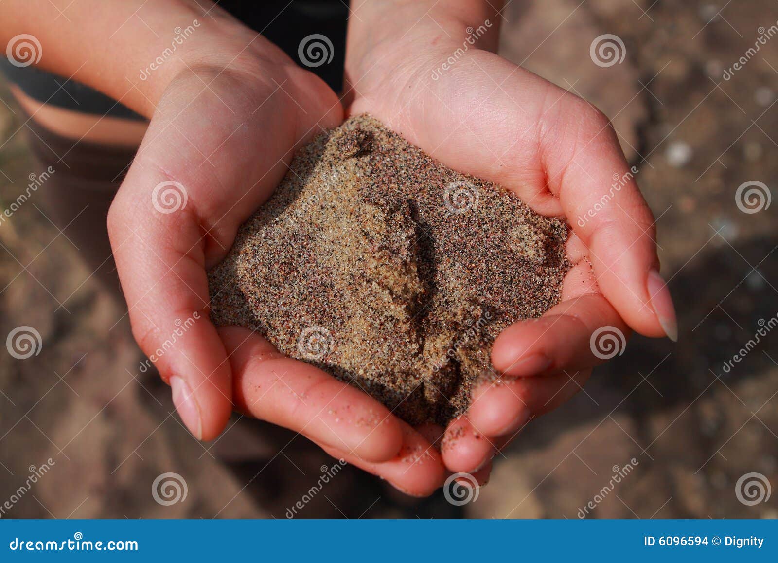 Sand in hands stock photo. Image of hands, nail, teenager - 6096594