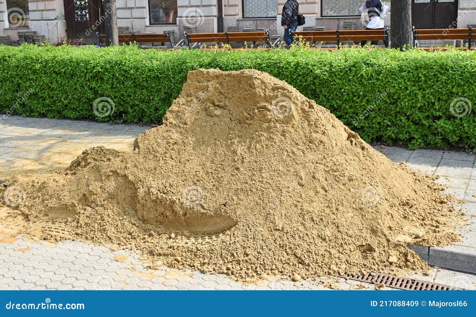 Sand Heap on the City Street Stock Image - Image of yellow, town: 217088409