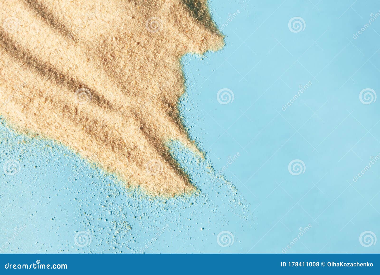 Sand Heap Texture on Blue Background. Summer Beach Surface Stock Photo ...