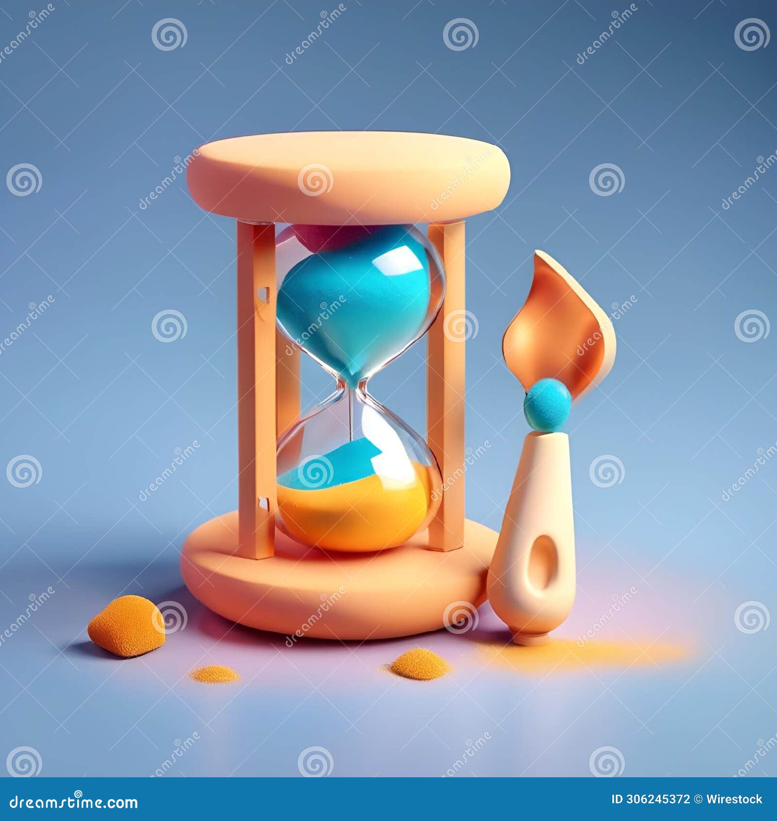 The Sand in the Hourglass and Toothbrush are Spilled on the Table Stock ...