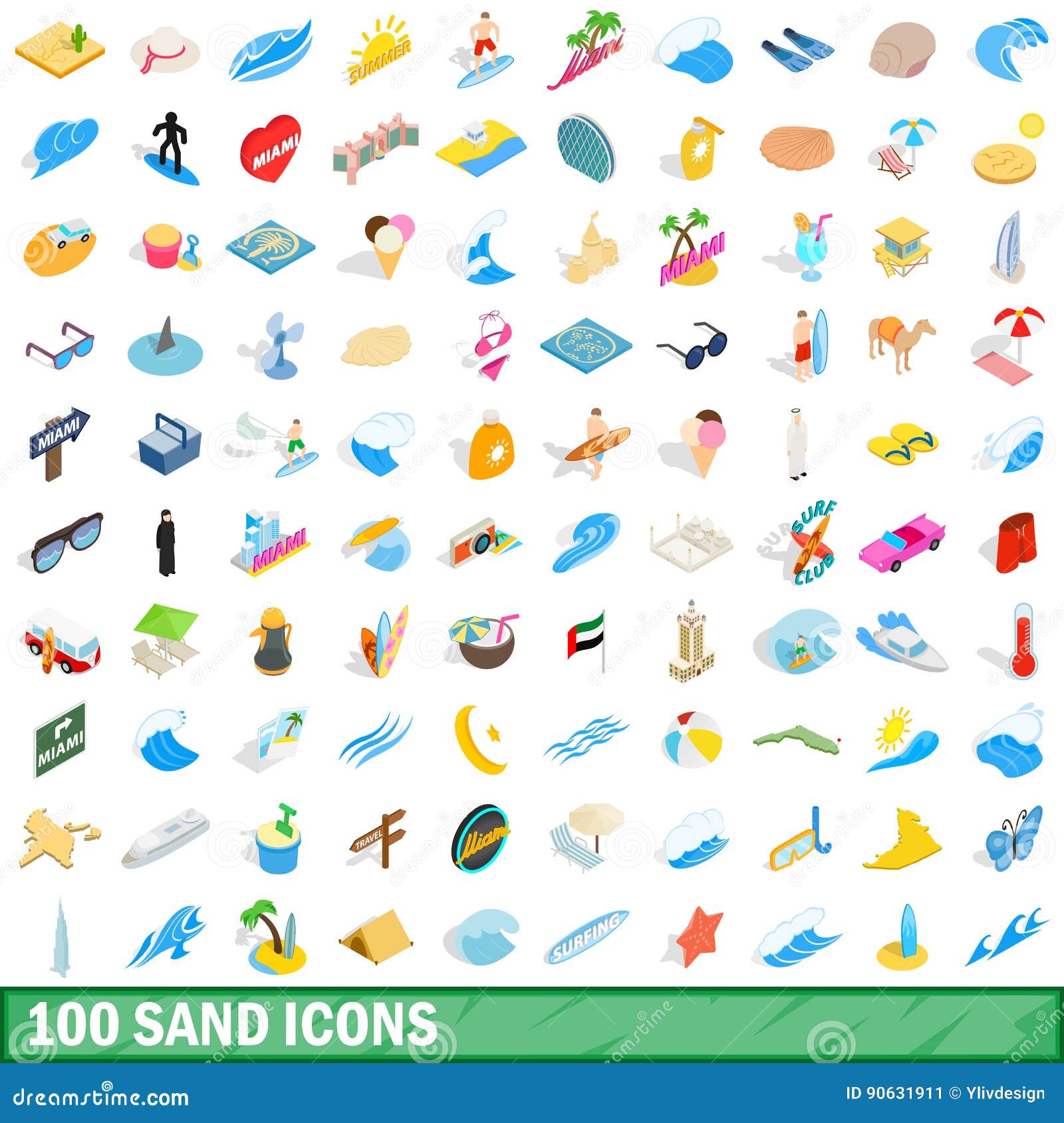 100 Sand Icons Set, Isometric 3d Style Stock Vector - Illustration of ...