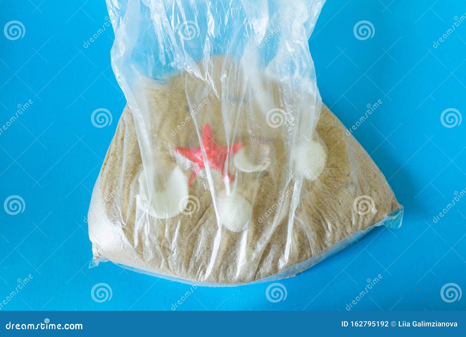 Sand inside plastic bag stock photo. Image of rubbish - 162795192
