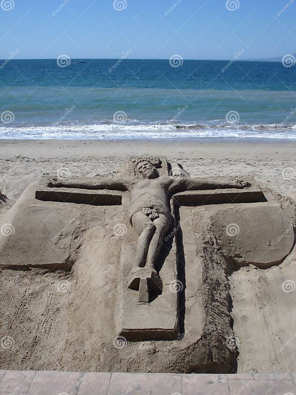 Sand Jesus stock image. Image of sins, cross, religious - 20330215