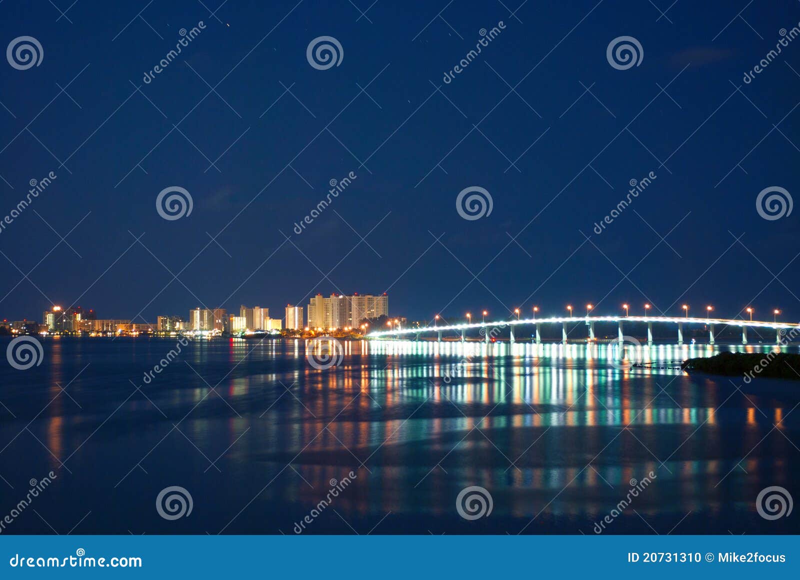 Sand Key Bridge at Night stock photo. Image of break - 20731310