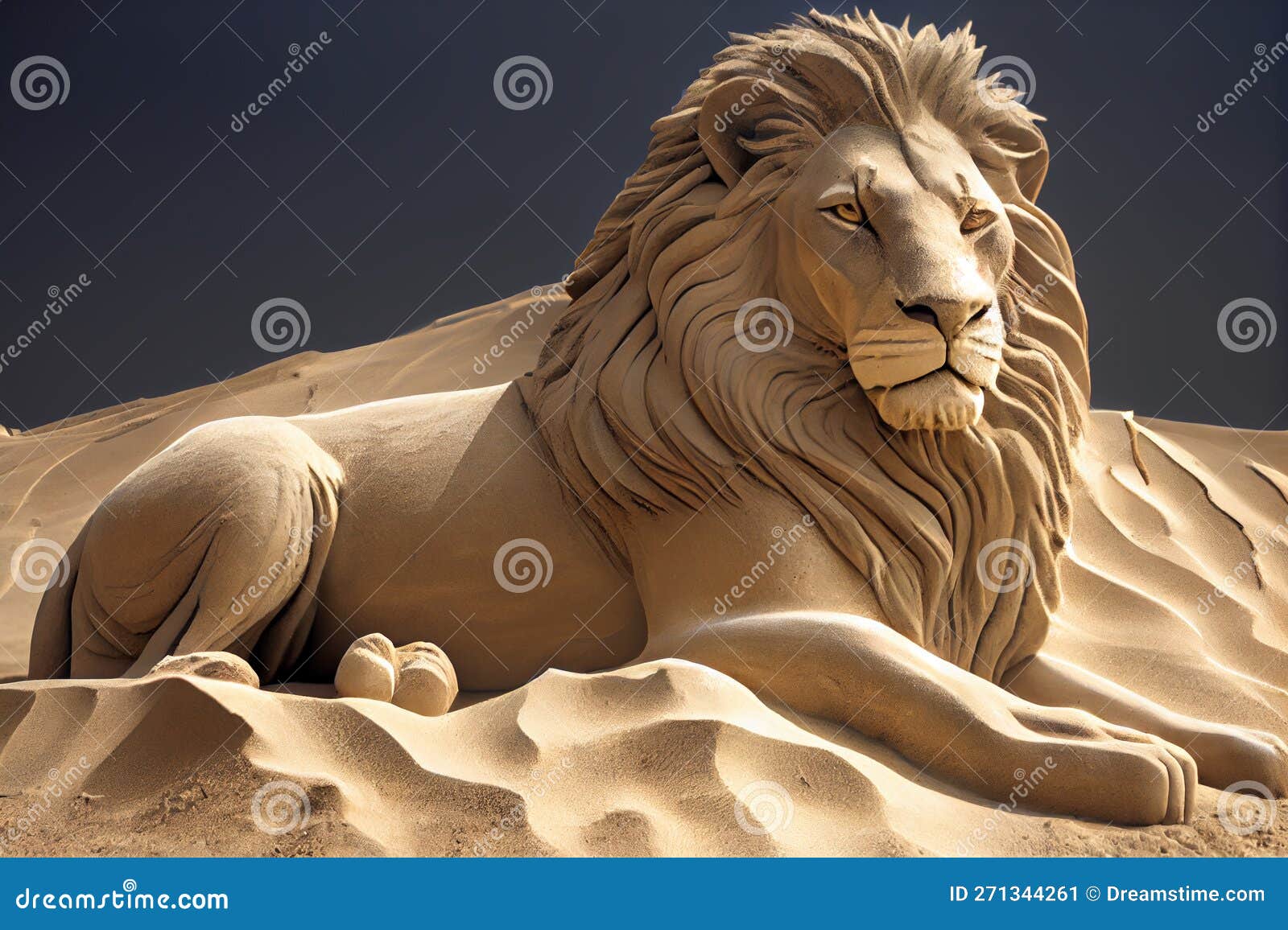 Sand Lion Statue. AI Generated Stock Illustration - Illustration of ...
