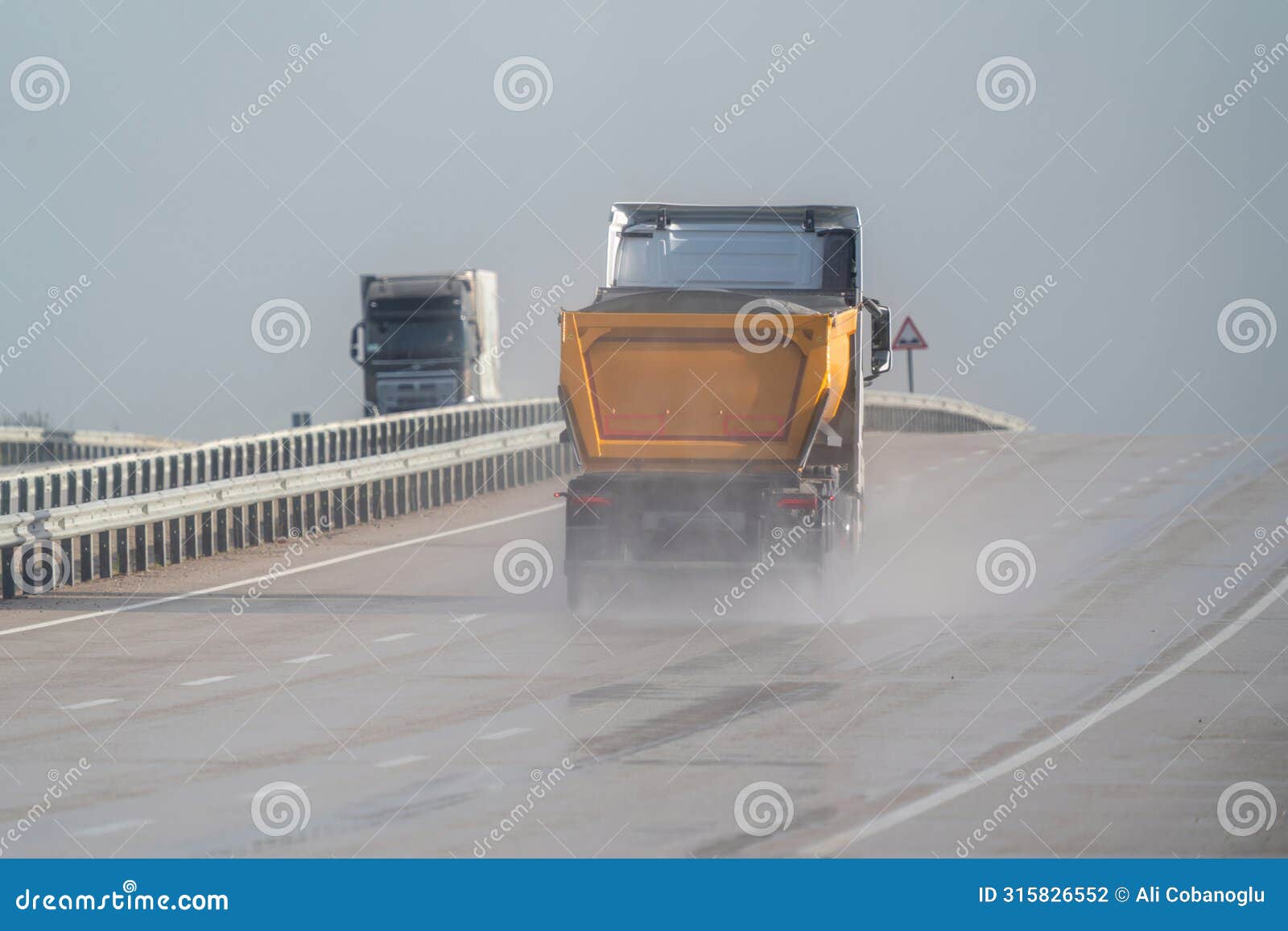 Sand Lorry Driving on Motorway in the Rain. Motorway in the Rain Stock ...