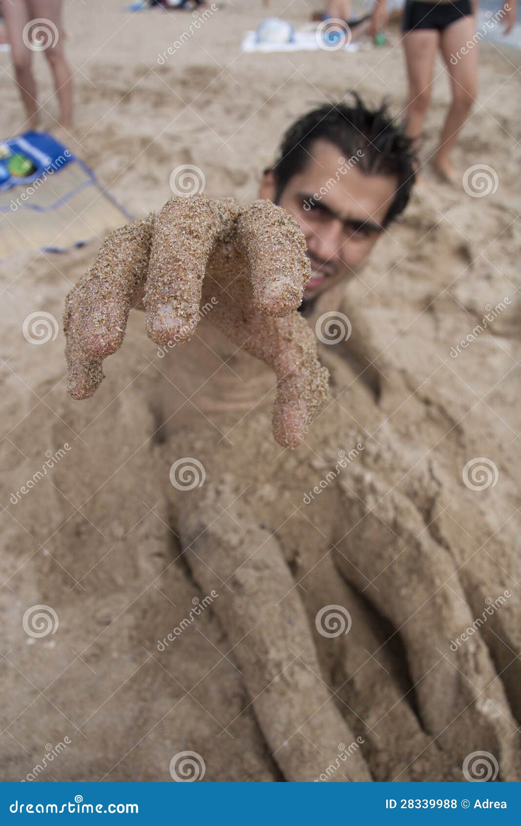 Man buried in sand stock photo. Image of water, buried - 28339988