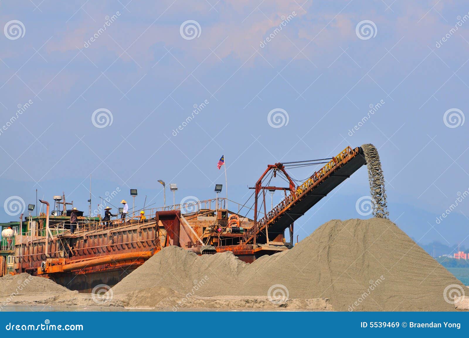 Sand Mining Concept. Old Quarry Sand Excavator With Heavy Machinery ...