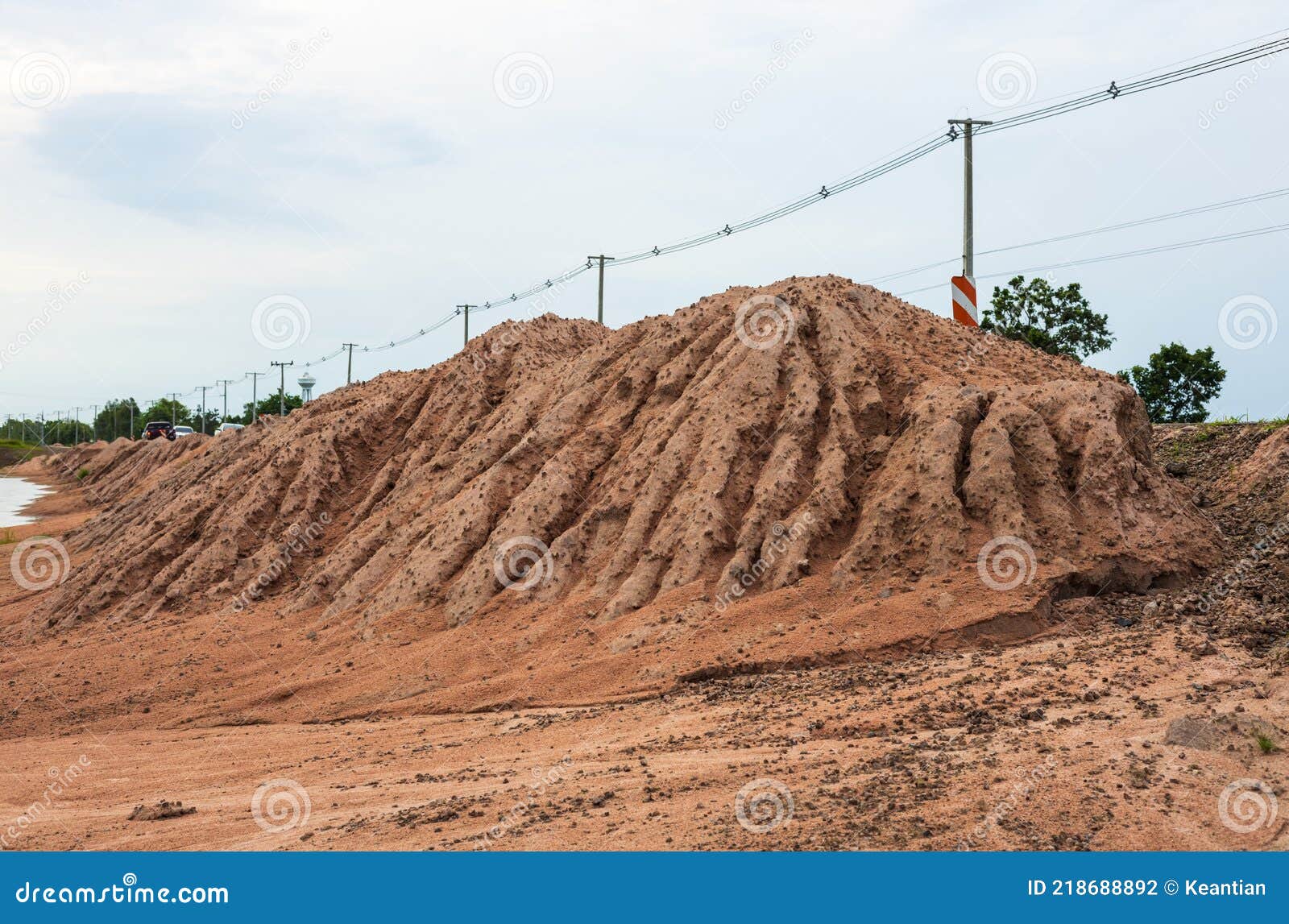 The Sand Mound on the Side of the Road Has Been Eroded by Water Stock ...