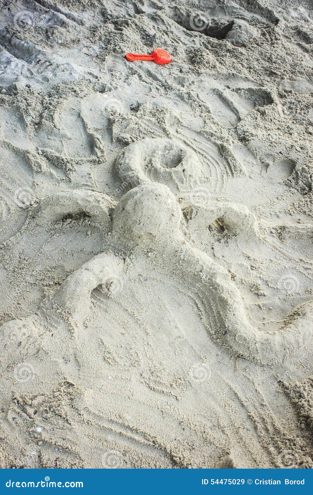Sand Octopus Sculpture on Beach Stock Image - Image of closeup, head ...