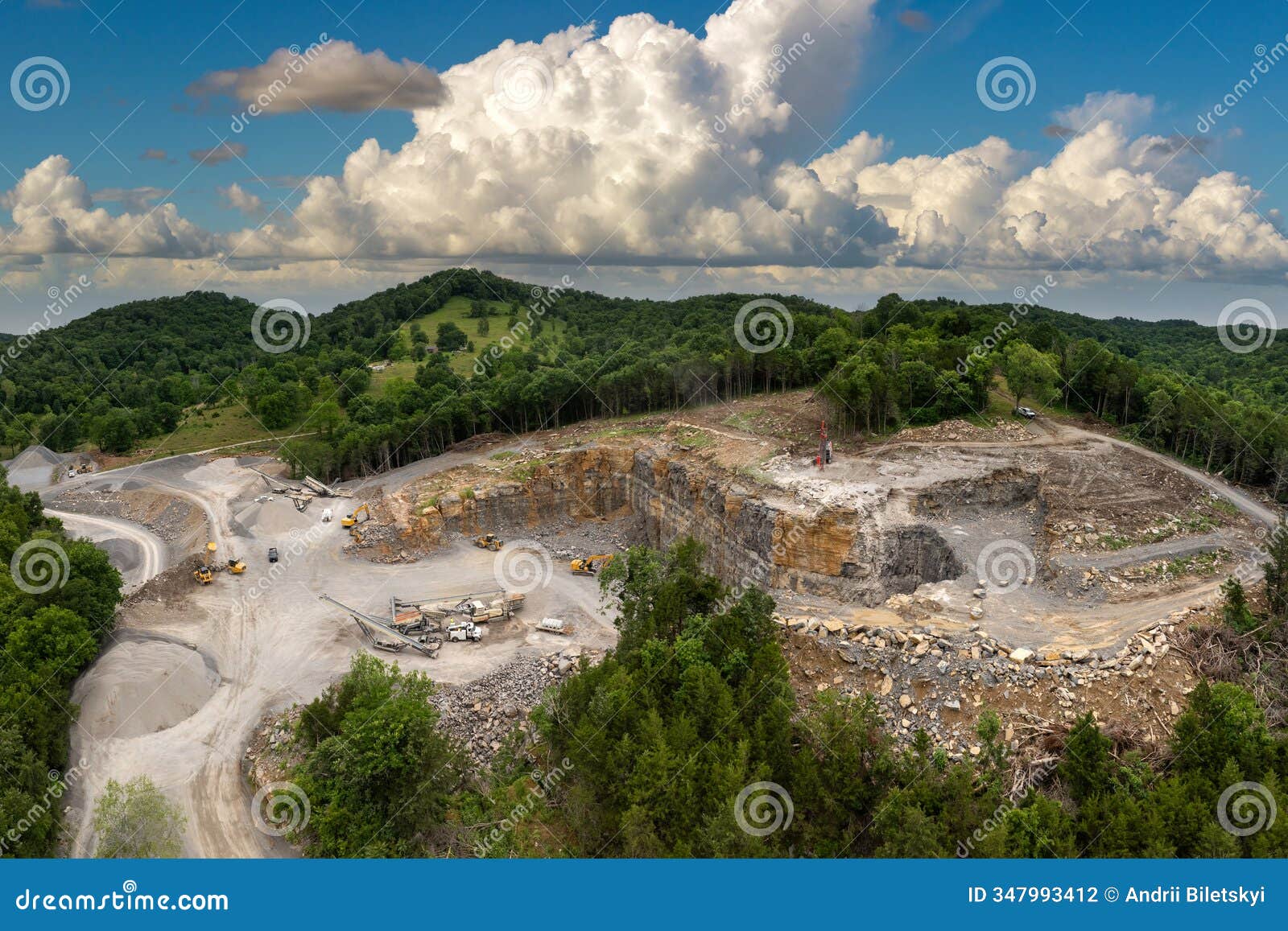Sand Open-pit Mining Quarry with Processing Plant for Crushed Stone ...