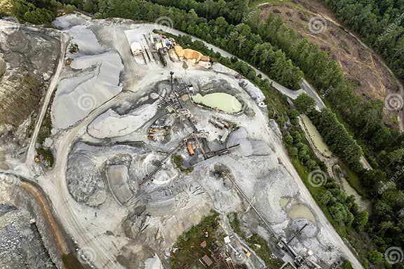 Sand Open-pit Mining Quarry with Processing Plant for Crushed Stone ...
