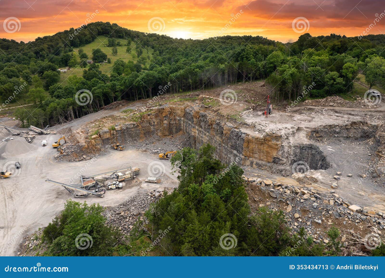 Sand Open-pit Mining Quarry with Processing Plant for Crushed Stone ...