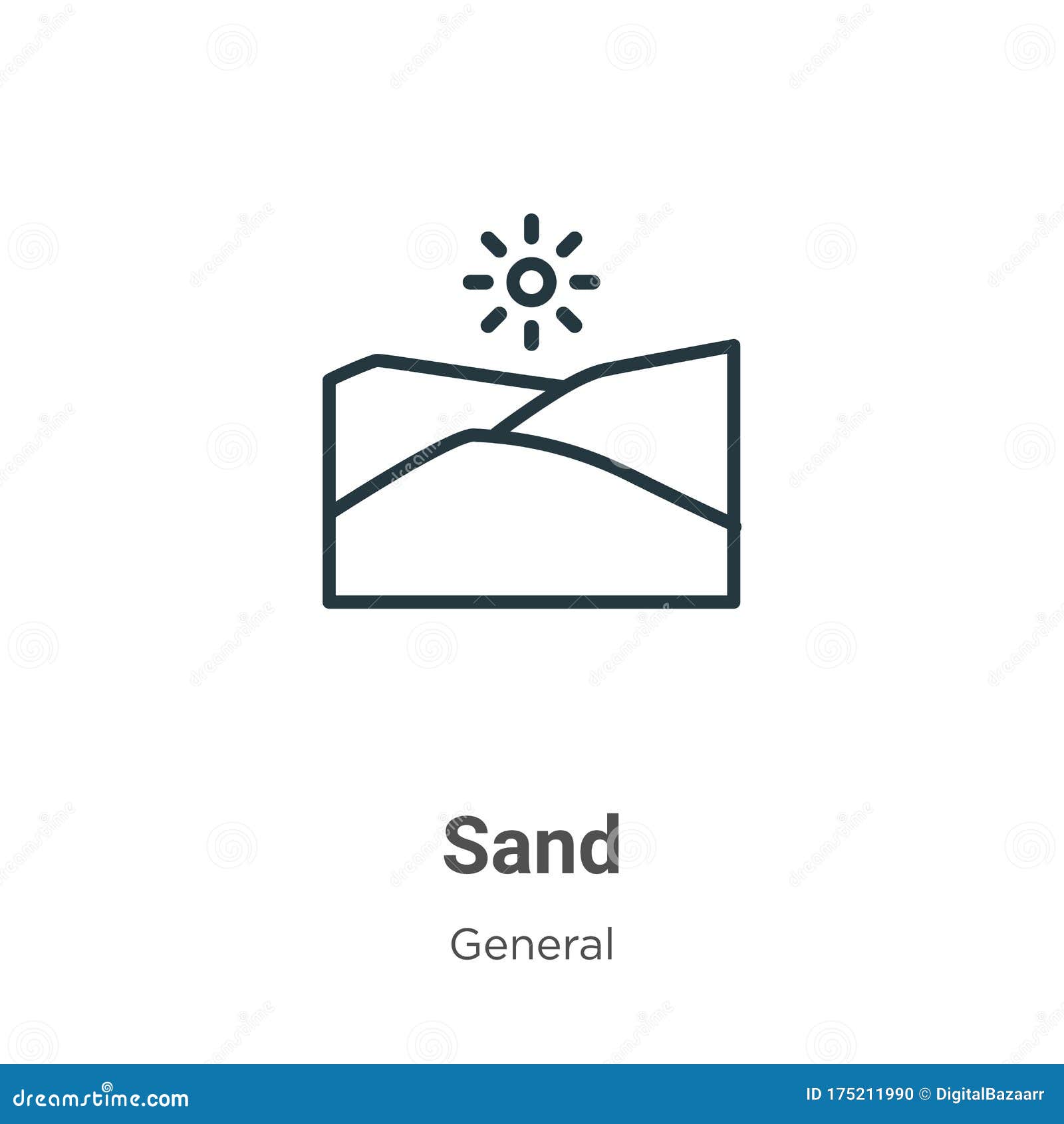 Sand Outline Vector Icon. Thin Line Black Sand Icon, Flat Vector Simple ...