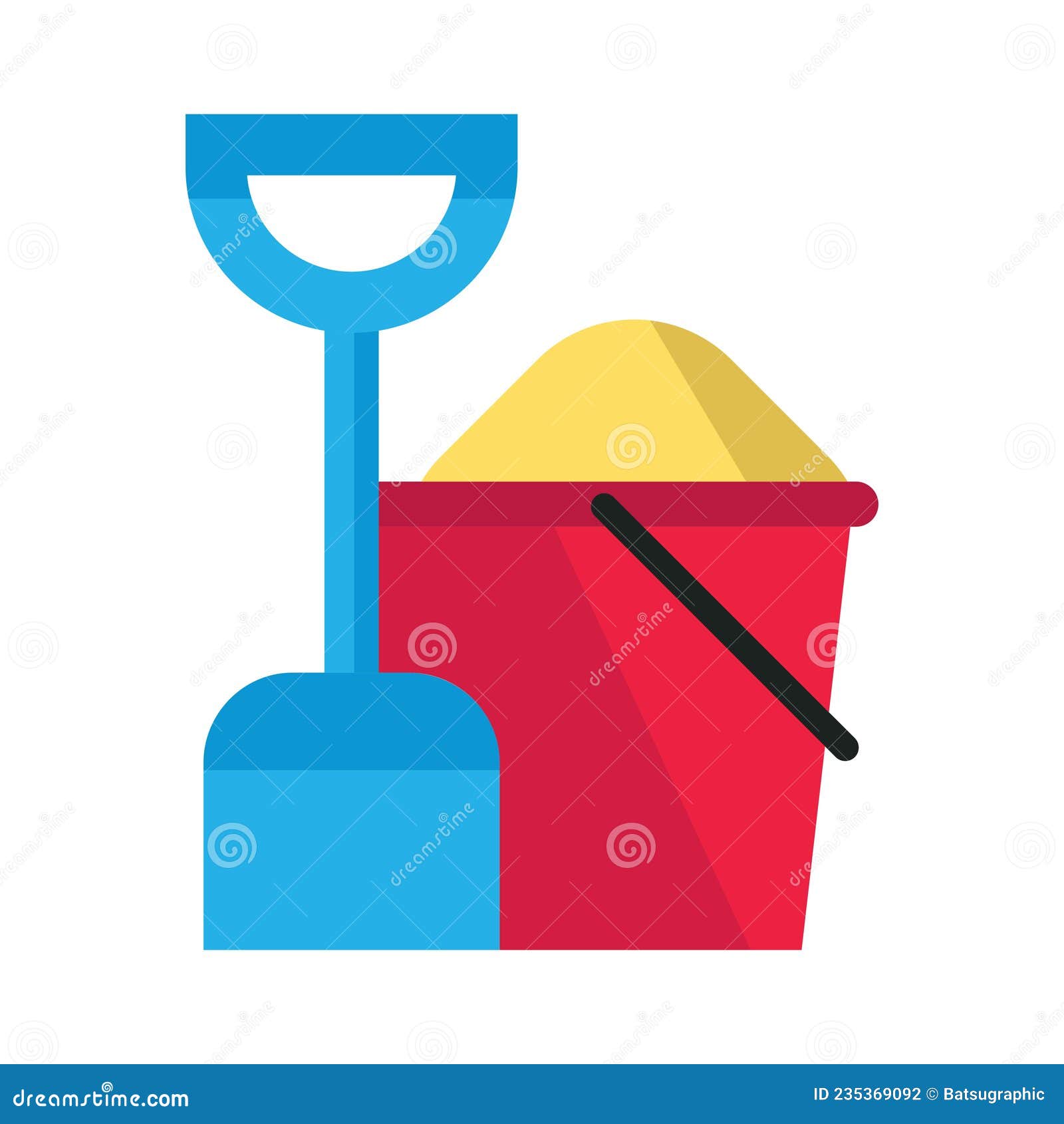 Sand Pail Flat Clipart Vector Illustration Stock Vector - Illustration ...