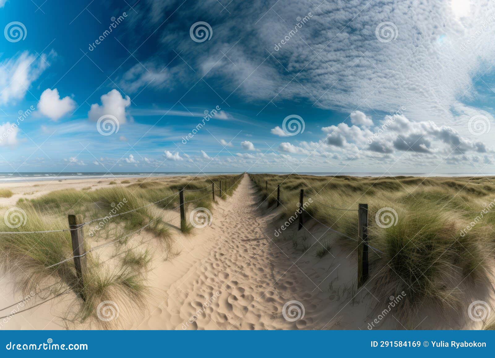 Sand Path Beach Blue Sky. Generate Ai Stock Illustration - Illustration ...