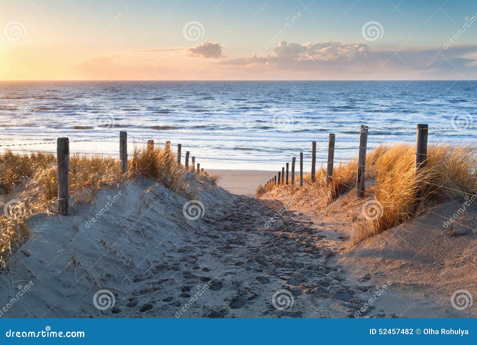 Sand Path To North Sea Coast at Sunset Stock Photo - Image of north ...