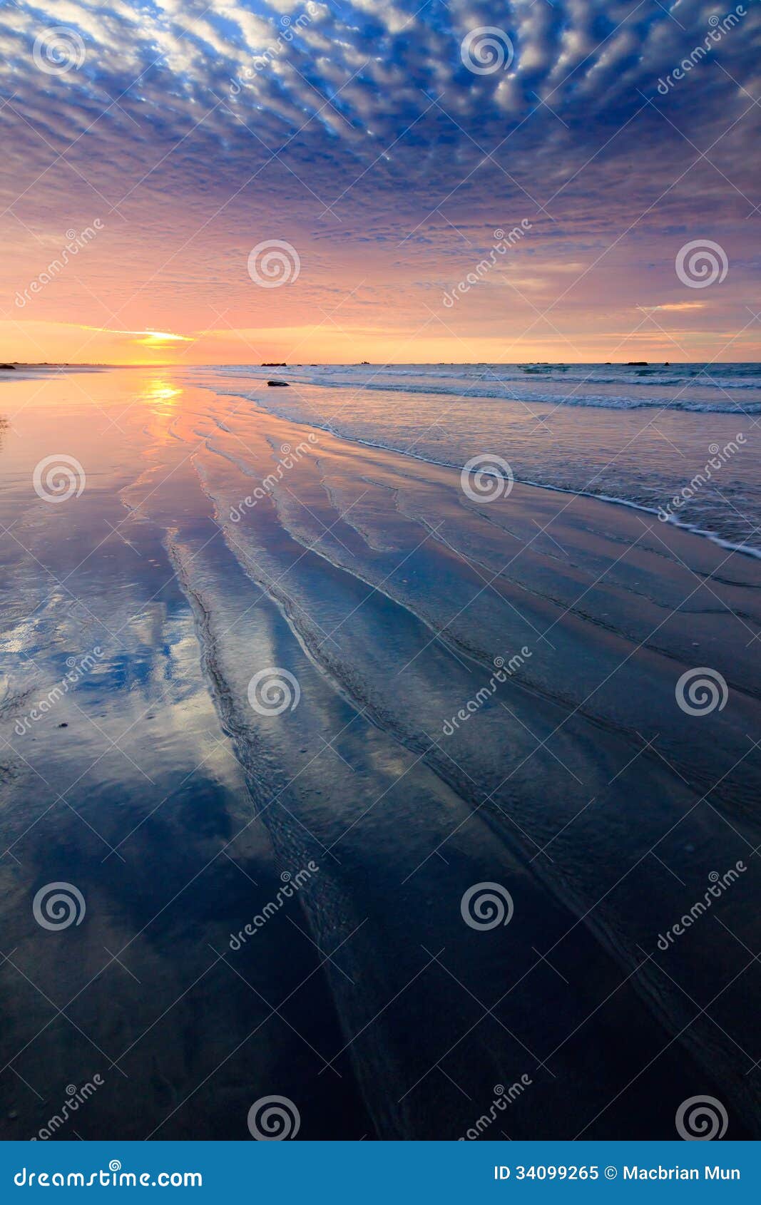 Sand Pattern with Dramatic Sunset Clouds Stock Image - Image of blue ...