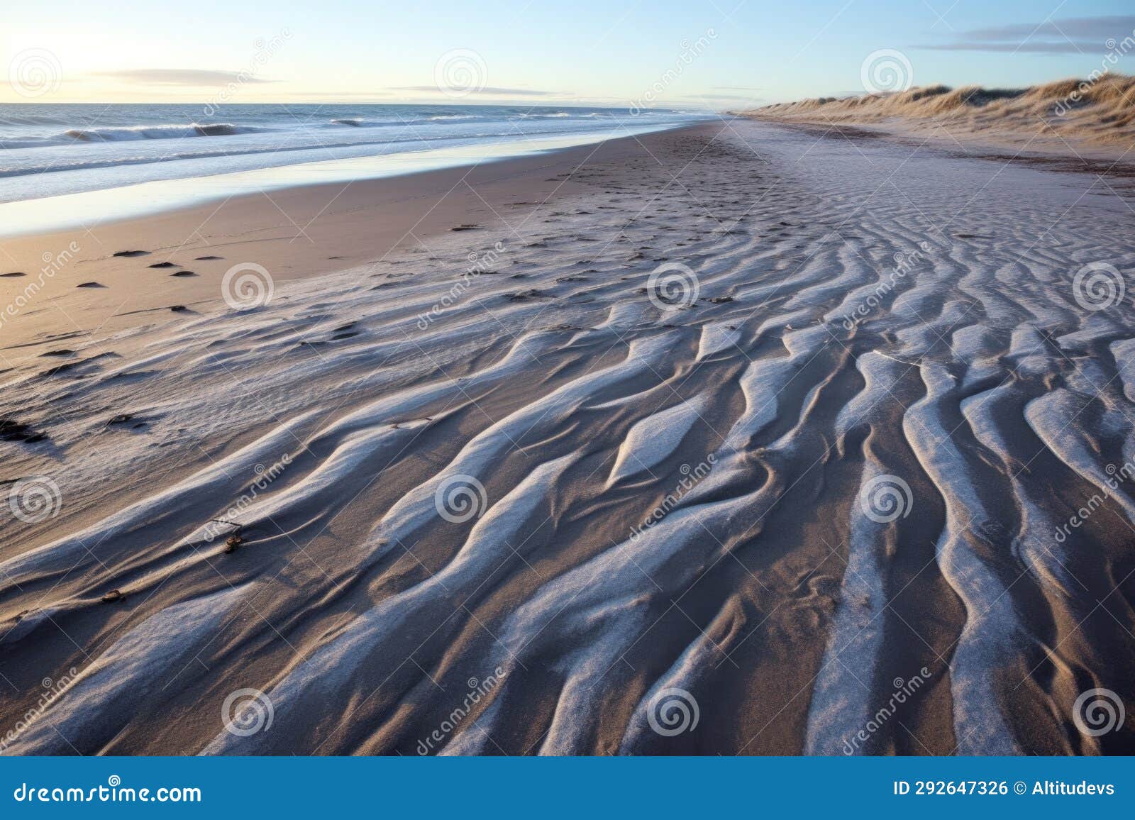 Sand Patterns Made by Wind on Frost-encrusted Beach Stock Photo - Image ...