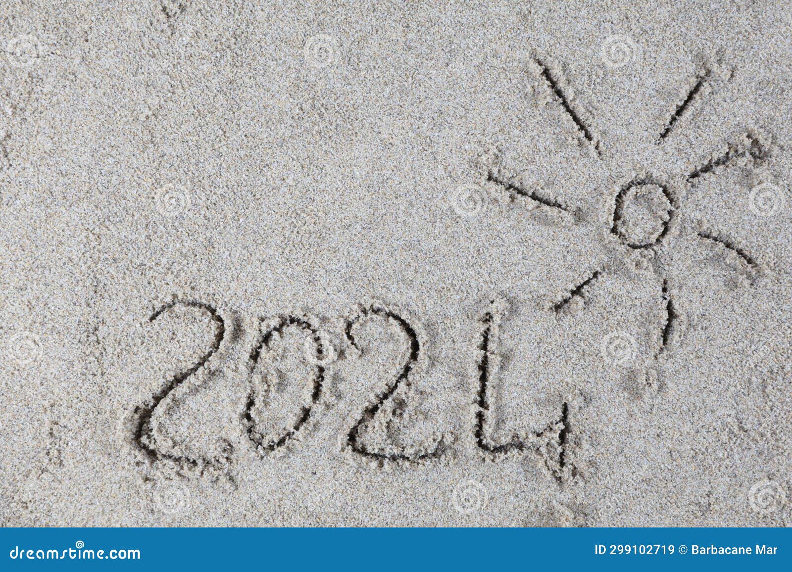 2024 in the sand stock image. Image of drawing, surfing - 299102719