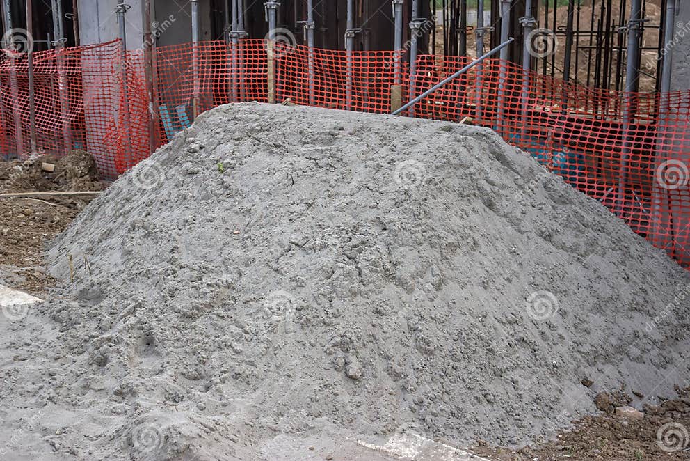 Sand Pile at the a Construction Site Stock Photo - Image of grains ...