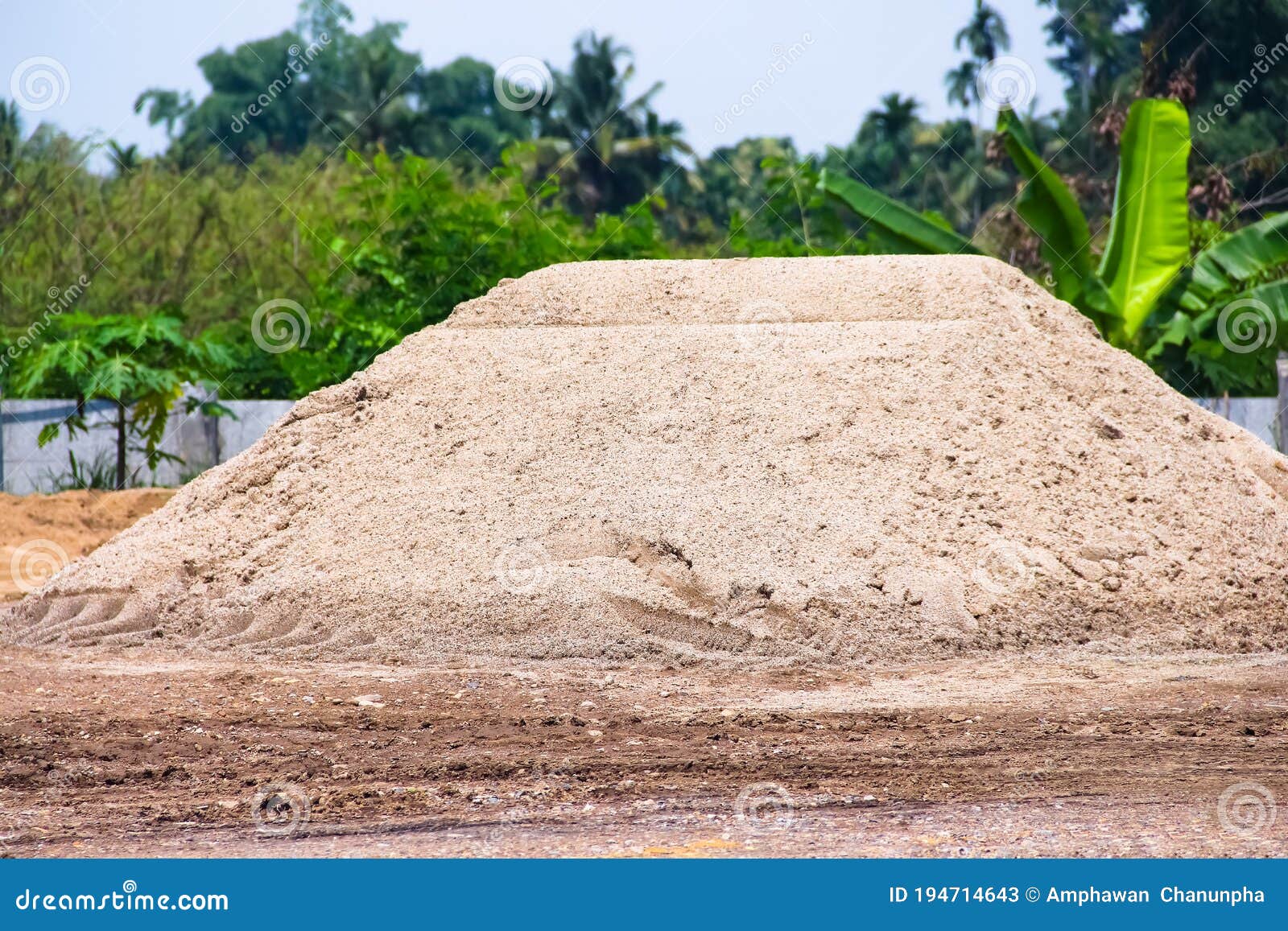 Sand Pile on the Ground in Construction Site Stock Image - Image of ...