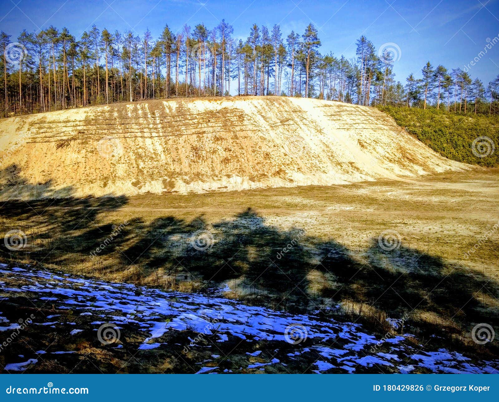 Sand pit in the forest stock photo. Image of geology - 180429826
